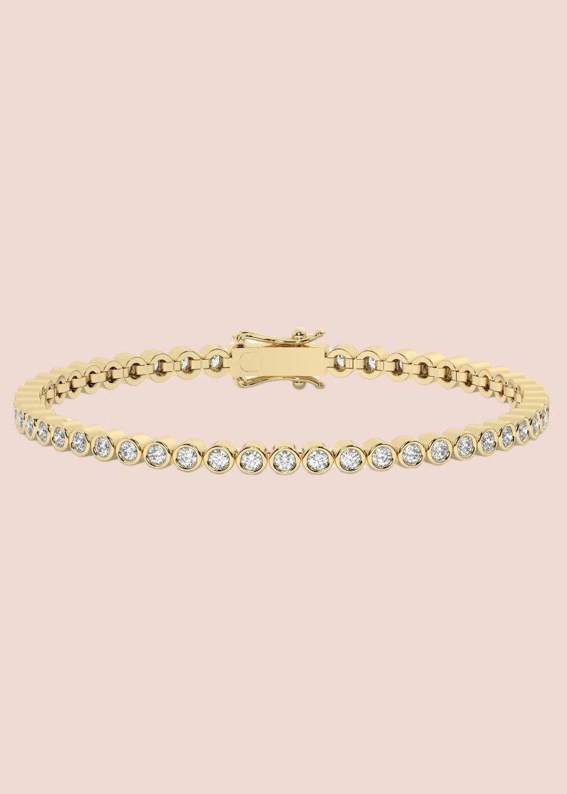 Made to Order April First 14k Gold Bezel Tennis Bracelet